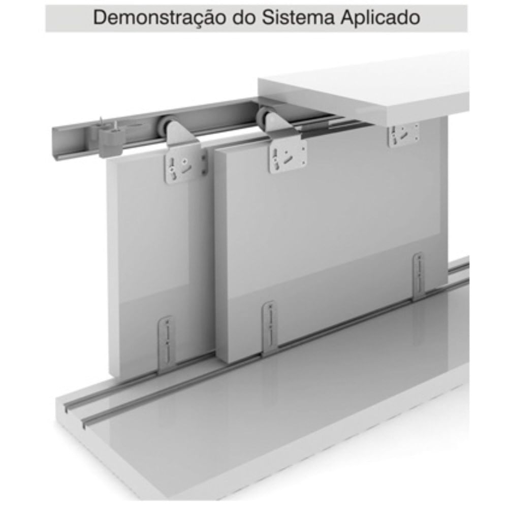 Sistema Deslizante ROS 55 318 (50 Kg) Sobreposto para 03 Portas Rometal